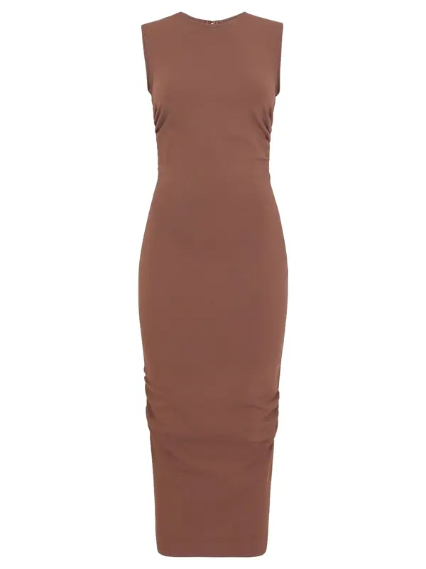 Dolce & Gabbana Ruched Midi Dress - Brown