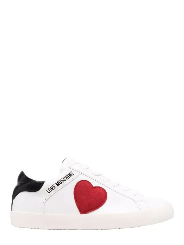 Moschino Leather Heart Patch Sneakers - White