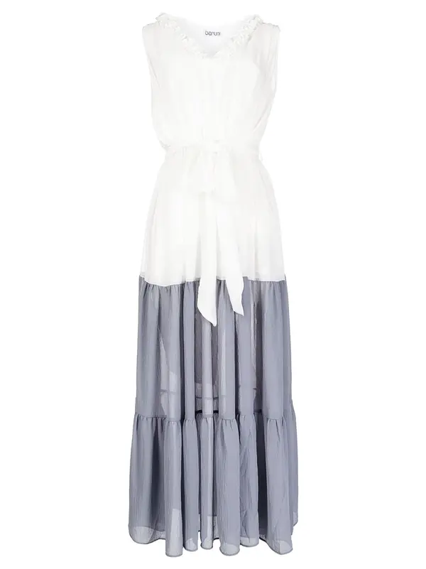 BARUNI Belted Tiered Gown - White
