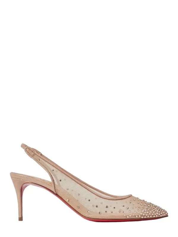 CHRISTIAN LOUBOUTIN Follies Strass 70 Crystal-embellished Slingback Pumps - Neutrals