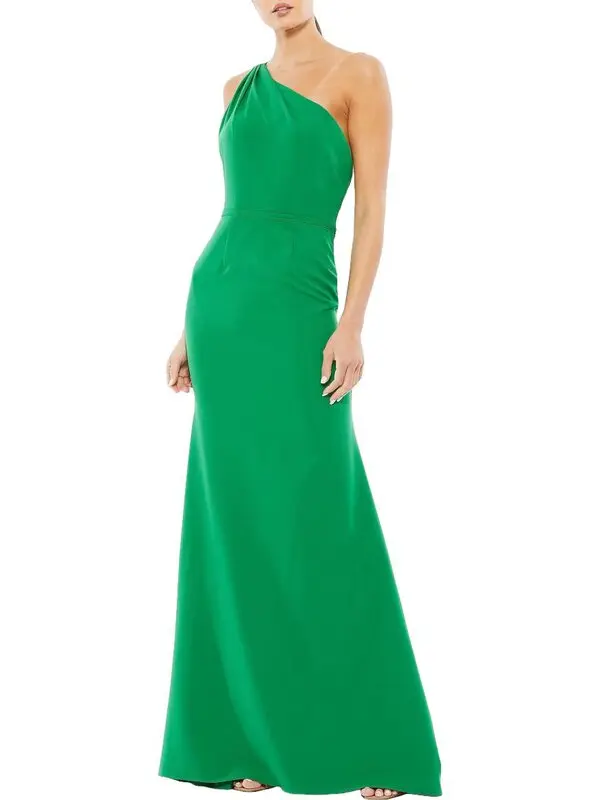 Mac Duggal Ieena One-shoulder Sheath Gown - Emerald