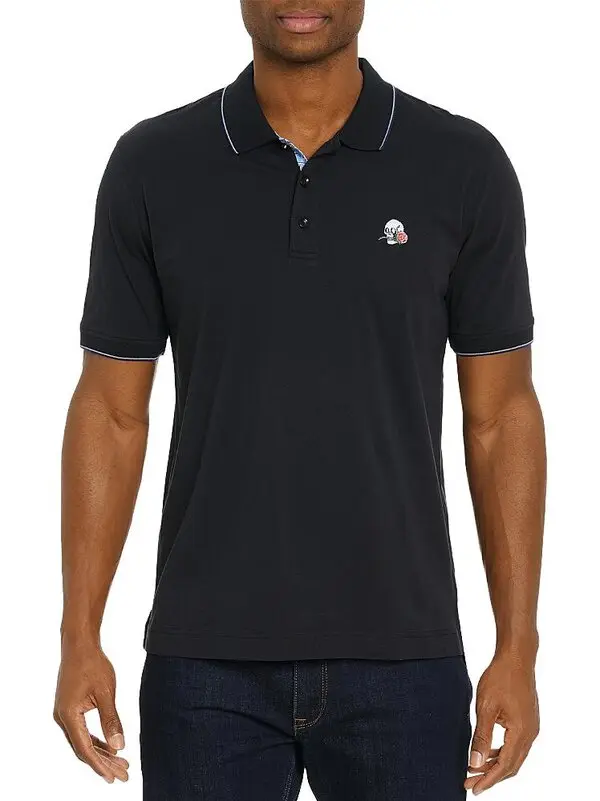 Robert Graham Rossi Short Sleeve Knit Polo Shirt Exclusive - Black