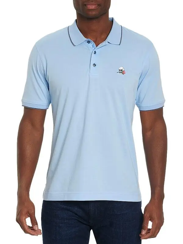 Robert Graham Rossi Short Sleeve Knit Polo Shirt Exclusive - Light Blue