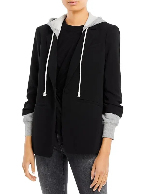 Cinq À Sept Khloe Hooded Blazer - Black/heather Grey
