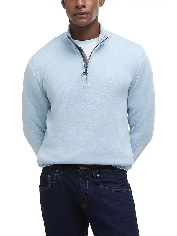 Barbour Cotton Half Zip Knitted Jumper - Ocean Sky
