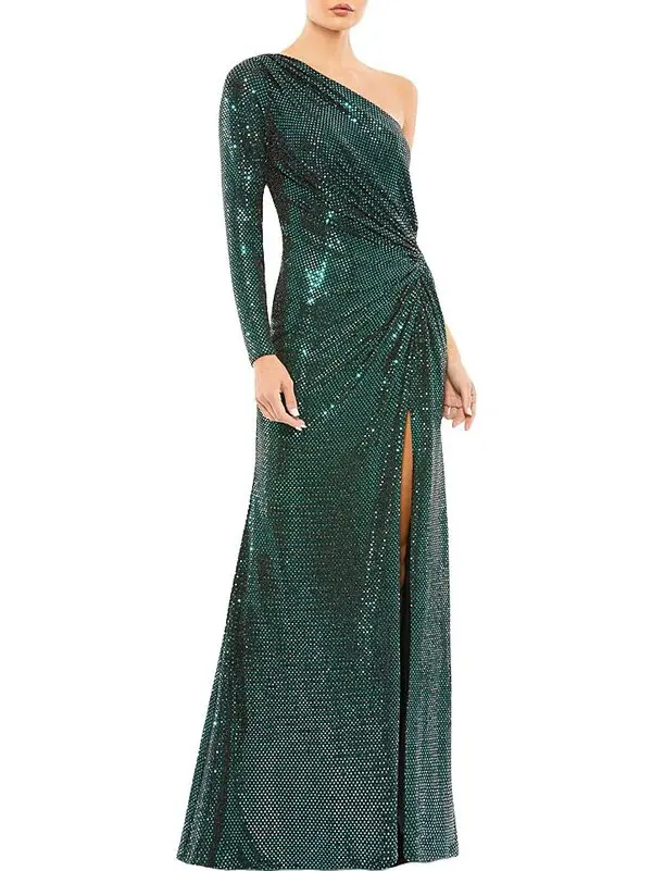 Mac Duggal One-shoulder Gown - Bottle Green