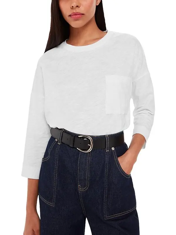 Whistles Organic Cotton Pocket Top - White