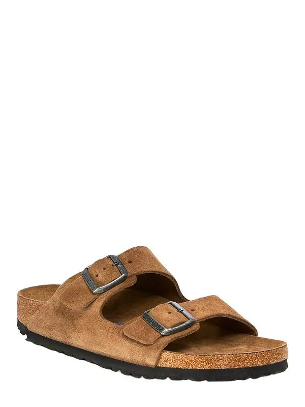 BIRKENSTOCK Arizona Soft Footbed Slide Sandals - Dark Tea Suede