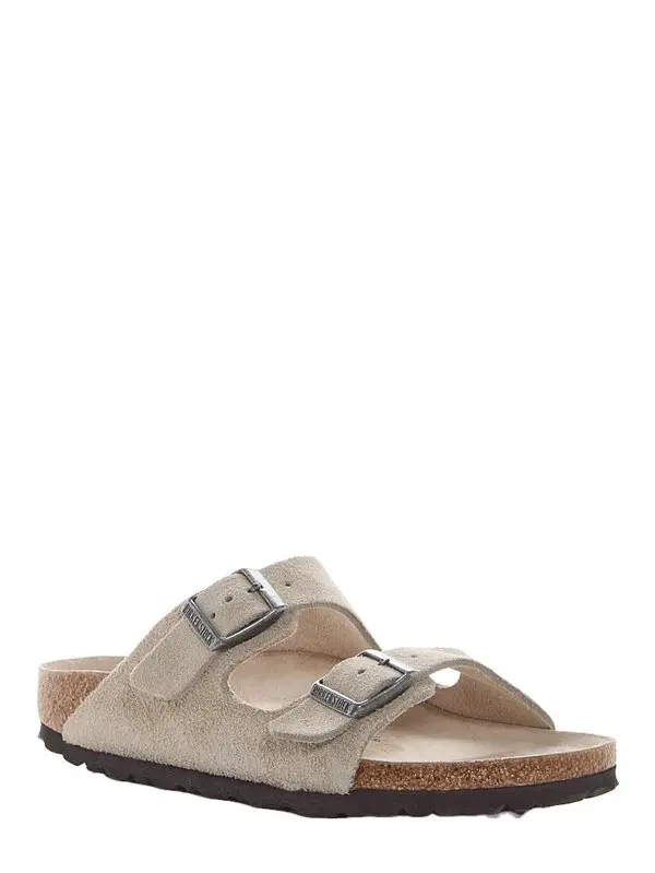 BIRKENSTOCK Arizona Soft Footbed Slide Sandals - Oyster Suede
