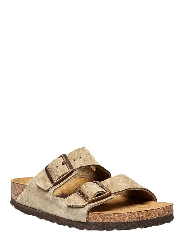 BIRKENSTOCK Arizona Soft Footbed Slide Sandals - Taupe Suede