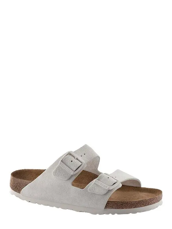 BIRKENSTOCK Arizona Soft Footbed Slide Sandals - White Suede