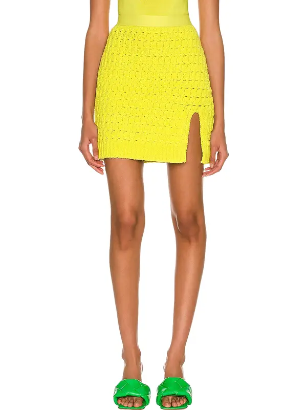 Bottega Veneta Chenille Twisted Mesh Skirt - Kiwi