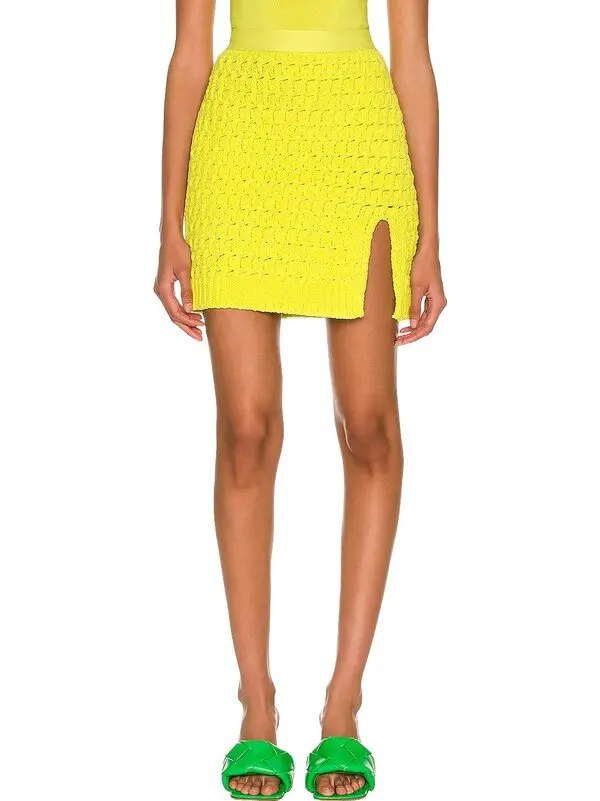 Bottega Veneta Chenille Twisted Mesh Skirt - Kiwi