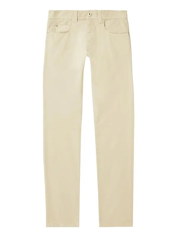 Loro Piana Slim-fit Cotton-blend Trousers - Neutrals