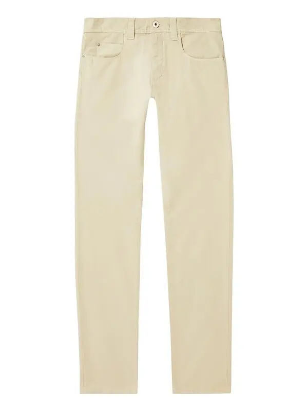 Loro Piana Slim-fit Cotton-blend Trousers - Neutrals