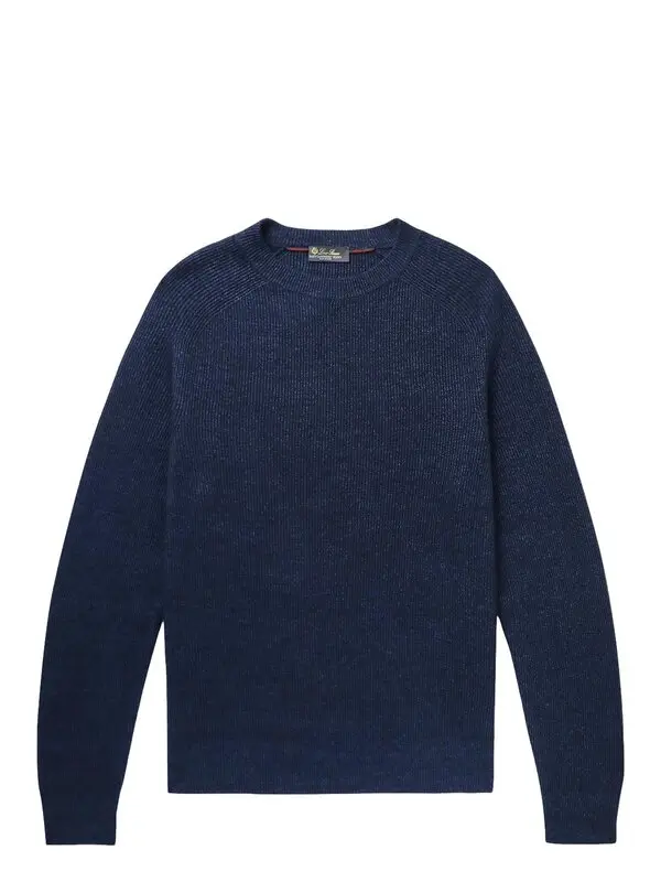 Loro Piana Ribbed Cashmere, Linen And Silk-blend Sweater - Blue