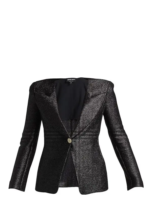 Giorgio Armani Metallic Rafia Motif Blazer - Black