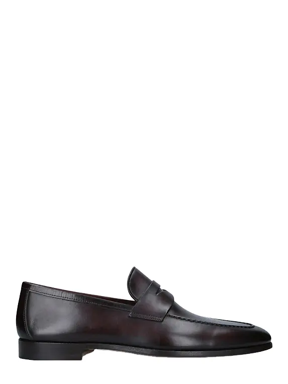 Magnanni Delos Almond-toe Suede Loafers - Mid Brown