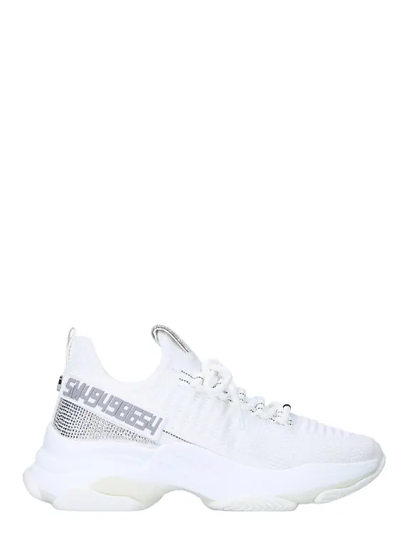 Steve Madden Rhinestone-embellished Knitted Trainers - White
