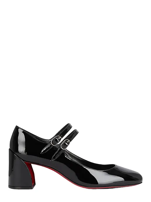 CHRISTIAN LOUBOUTIN Miss Jane 55 Patent-leather Shoes - Black/lin Black