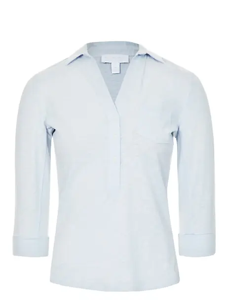 THE WHITE COMPANY Slim-fit Cotton-jersey Shirt - Linen Blue
