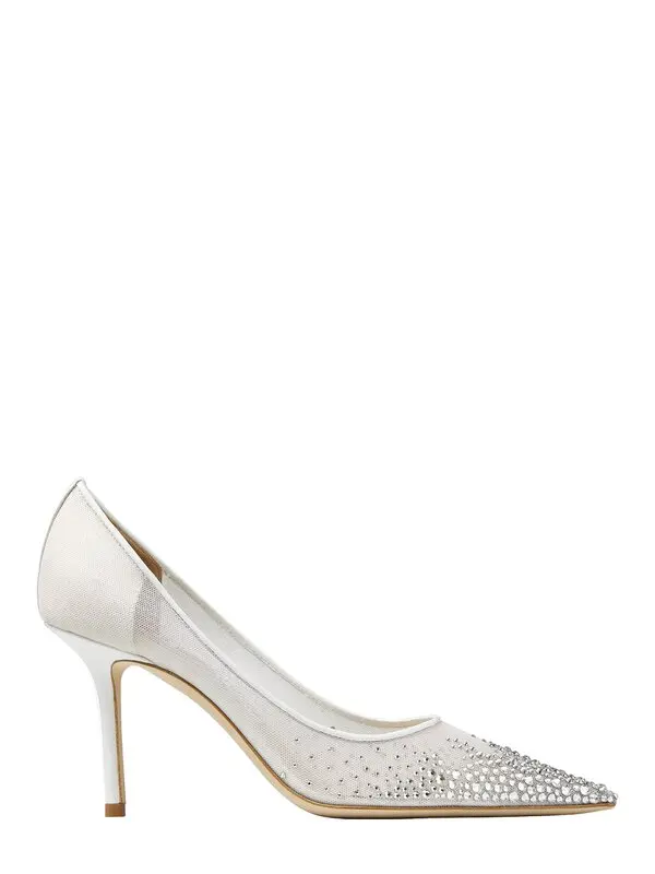 JIMMY CHOO Love 85 Mesh Pumps With Dégradé Crystals - White/crystal
