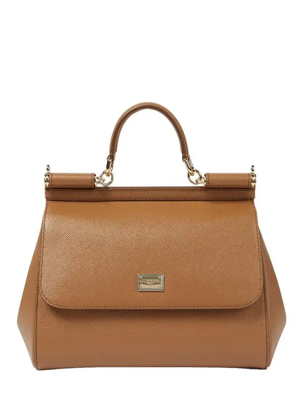 Dolce & Gabbana Sicily Large Leather Shoulder Bag - Brown