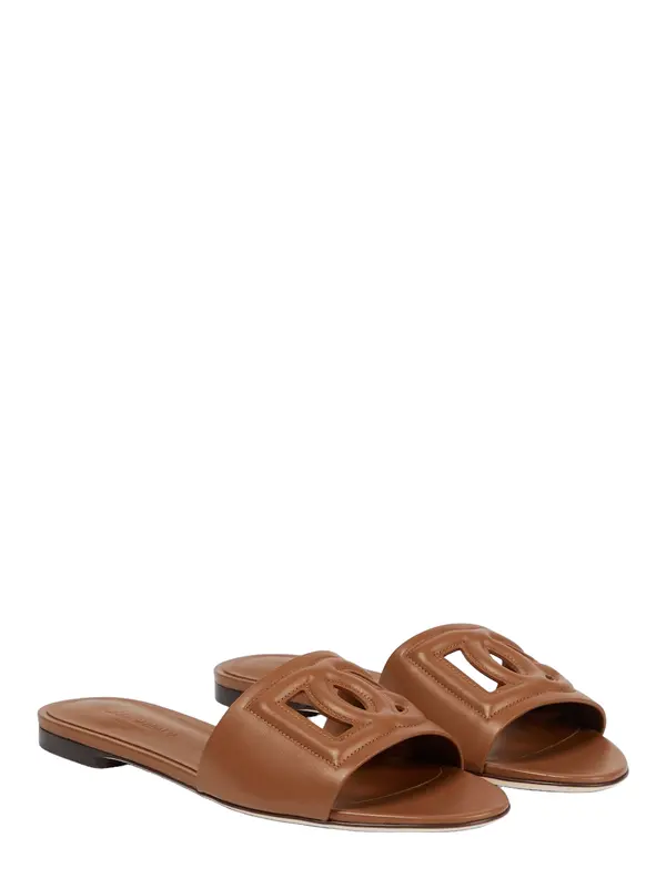 Dolce & Gabbana Leather Slides - Brown