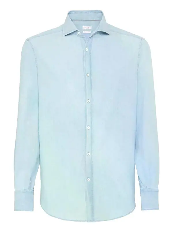 Brunello Cucinelli Spread-collar Shirt - Blue