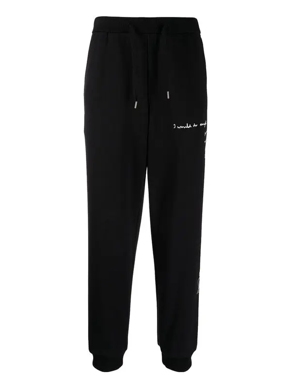 PORTS V Slogan-print Track Pants - Black