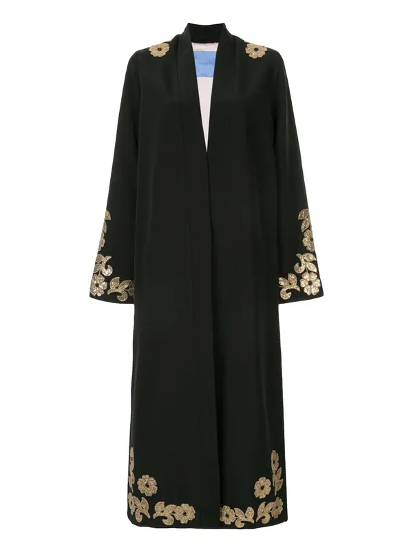 MACGRAW Whiskey Embellished Robe Coat - Black