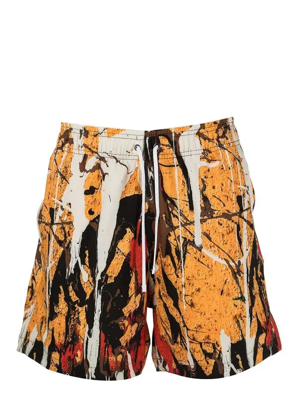 Amiri Paint Splatter Above-knee Shorts - Yellow