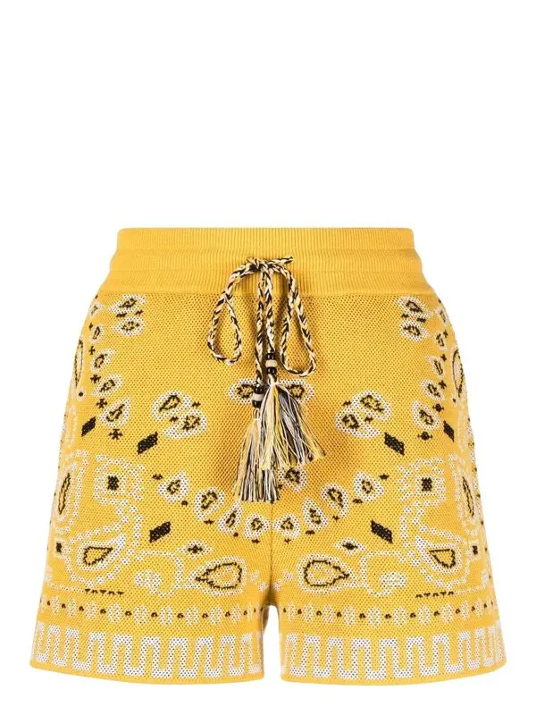 Alanui Pique Bandana-print Shorts - Yellow