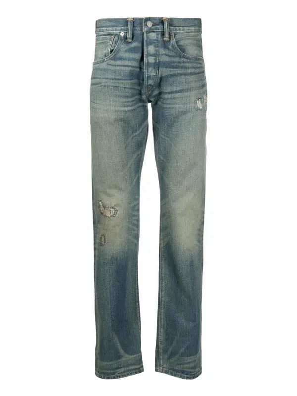 Ralph Lauren Ripped Straight-leg Jeans - Blue
