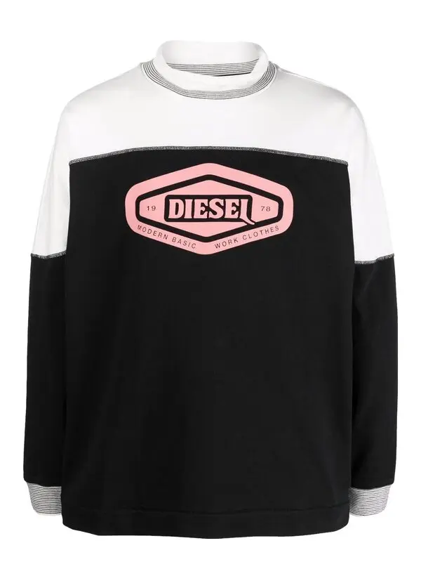DIESEL® Logo Print High Neck Jumper - Black