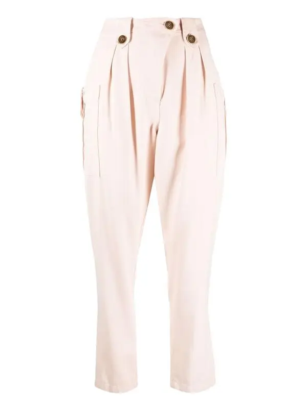 Elisabetta Franchi Cropped Tapered-leg Trousers - Neutrals