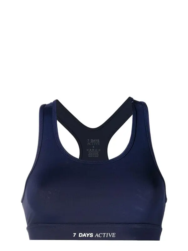 7 DAYS ACTIVE Logo-print Cropped Bra - Blue