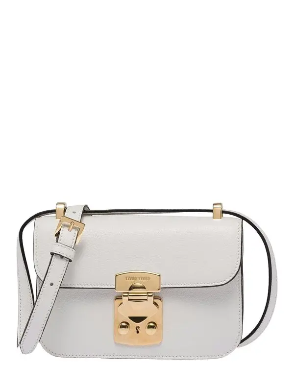 Miu Miu Madras Leather Shoulder Bag - White
