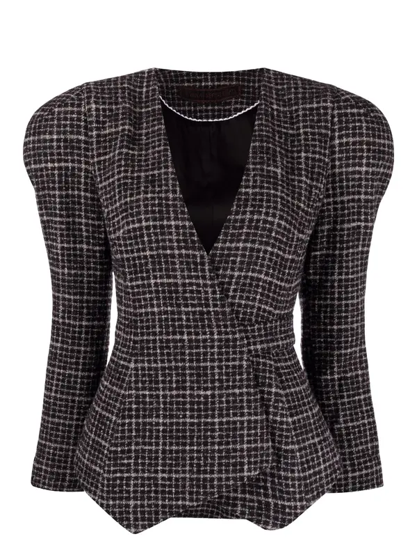 ULYANA SERGEENKO Check Wrap-style Blazer - Black