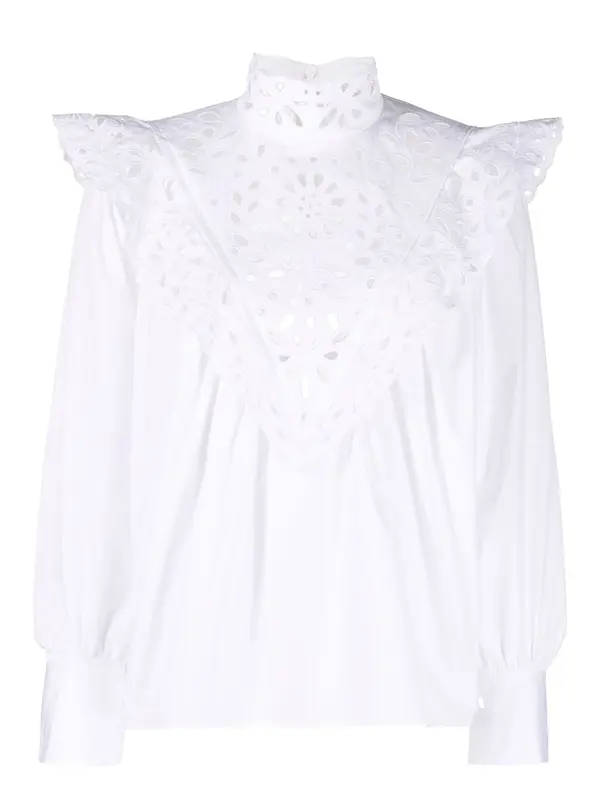 Chloé High-neck Broderie Anglaise Blouse - White