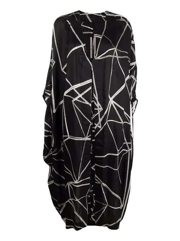 Rick Owens Geometric-print V-neck Coat - Black