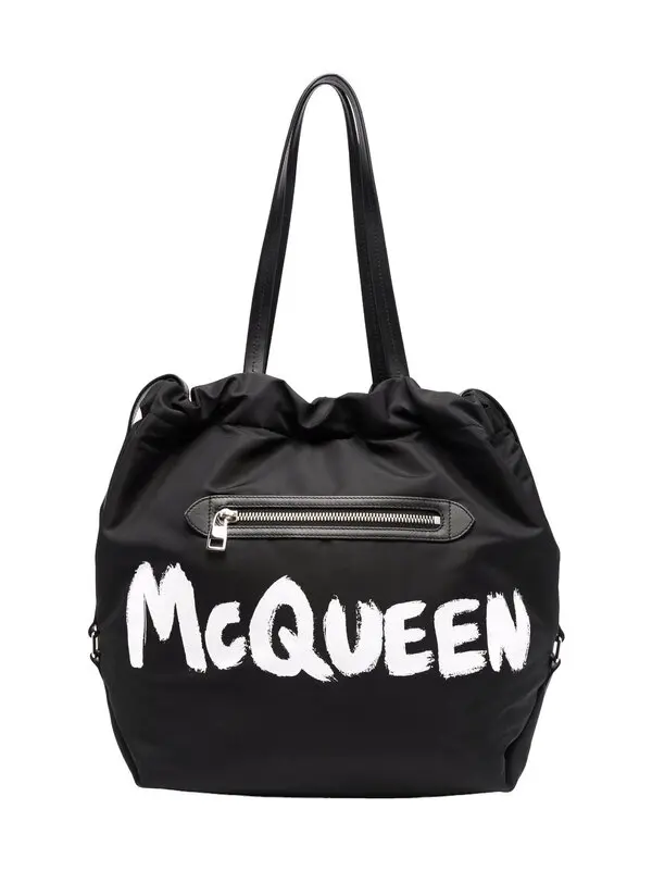 Alexander McQueen The Bundle Logo Tote Bag - Black