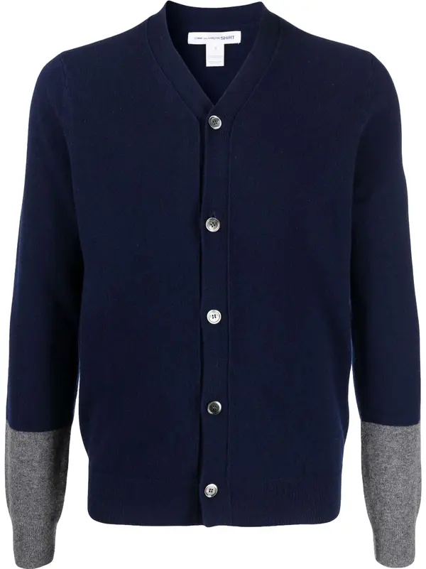 Comme Des Garçons V-neck Wool Cardigan - Blue