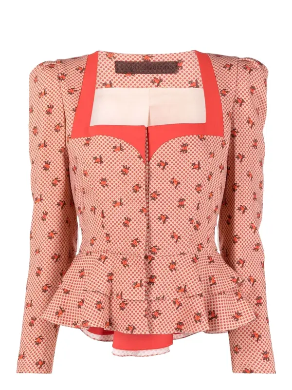 ULYANA SERGEENKO Printed Peplum Jacket - Neutrals