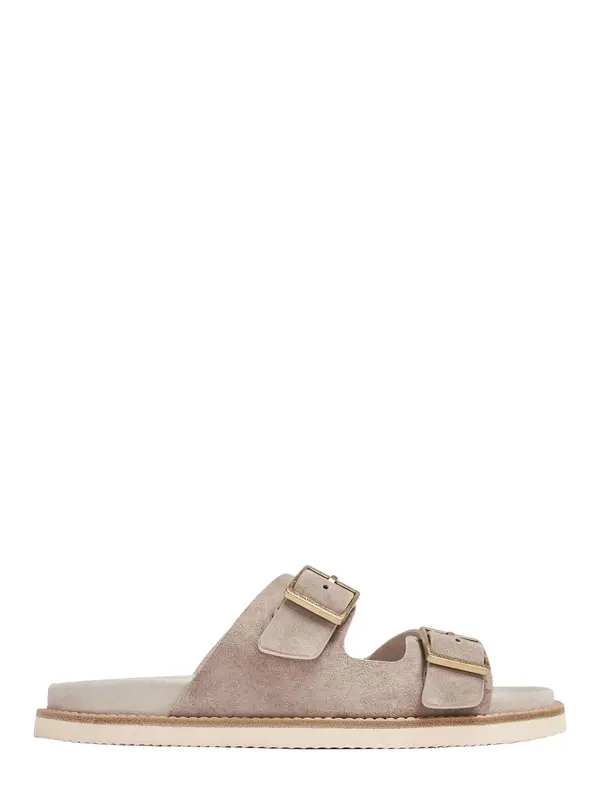 Brunello Cucinelli Buckled Suede Sandals - Neutrals