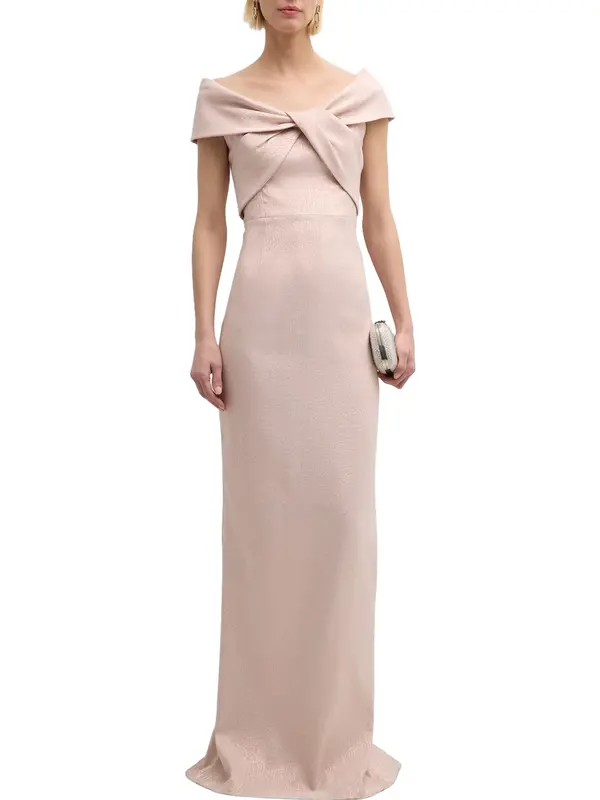 Rickie Freeman For Teri Jon Jacquard Twist Gown - Ice Pink