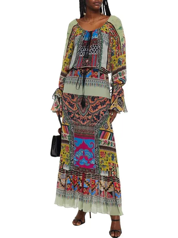 Etro Tiered Printed Silk-gauze Maxi Dress - Multicolor