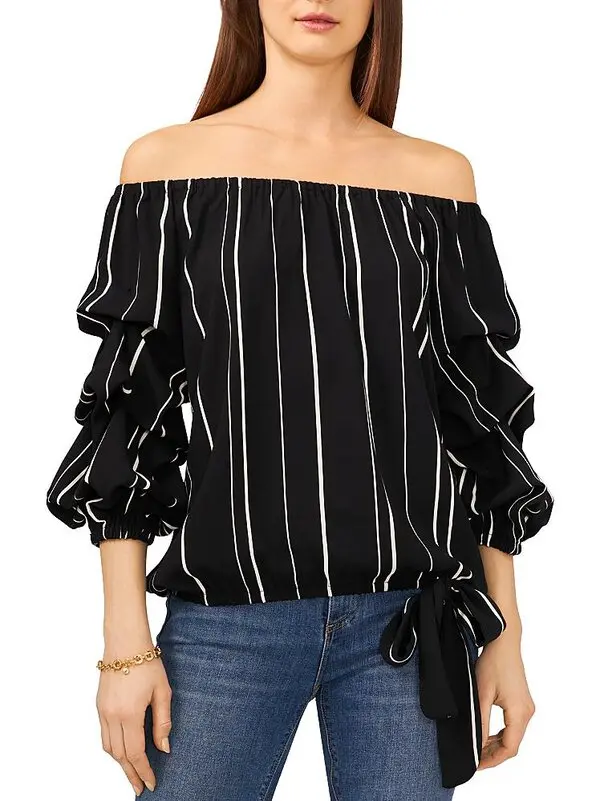 Vince Camuto Off-the-shoulder Ruffle Top - Rich Black