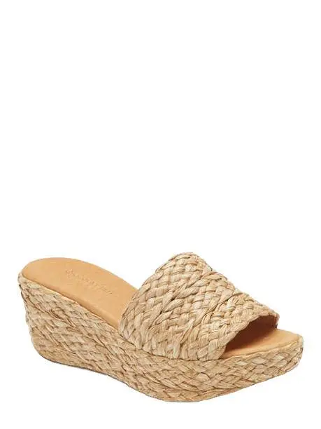CHOCOLAT BLU Yunis Raffia Wedge Sandals - Natural Raffia