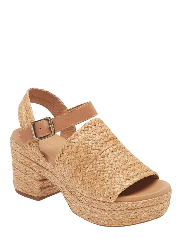 CHOCOLAT BLU Gali Espadrille Platform Sandal - Toast Raffia